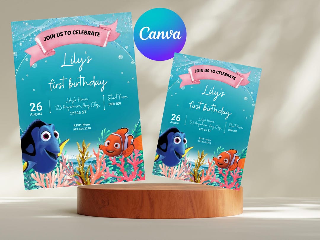 Editable Finding Nemo Birthday Invitation Template Digital Kids Party ...