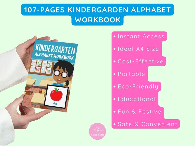 Kindergarten Alphabet Workbook: Letter Tracing, Coloring (digital ...