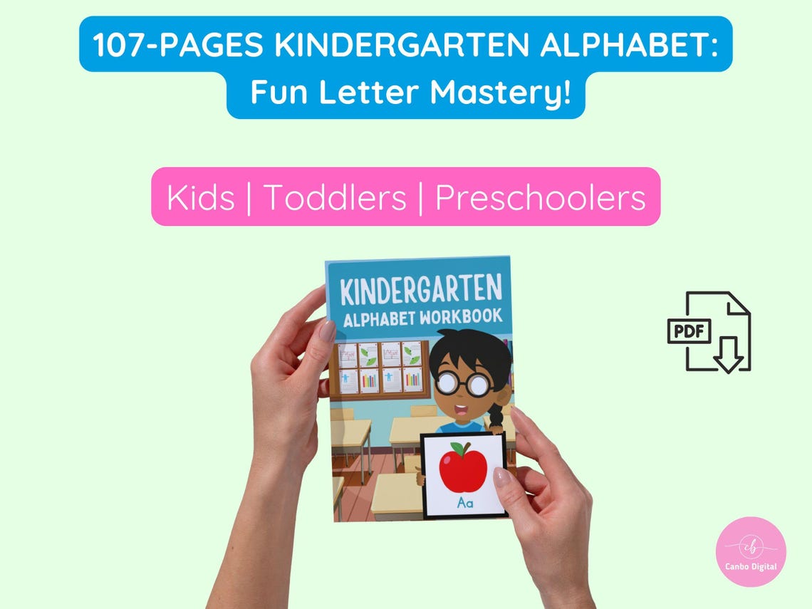 Kindergarten Alphabet Workbook: Letter Tracing, Coloring (digital ...