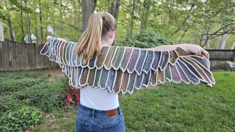 Rainbow Feather Wing Shawl, Angel Wings Oversized Wrap, Wingspan Wrap ...