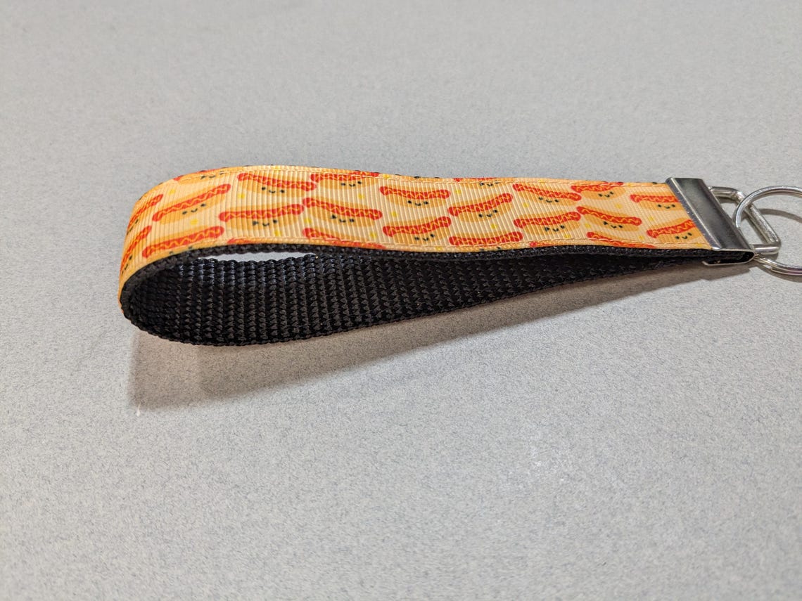 Hot Dog Keychain Wristlet: Wiener Frankfurter Key Fob, 1 Inch Wide Key ...