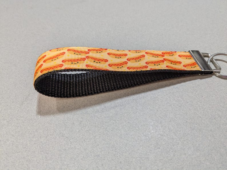 Hot Dog Keychain Wristlet: Wiener Frankfurter Key Fob, 1 Inch Wide Key ...
