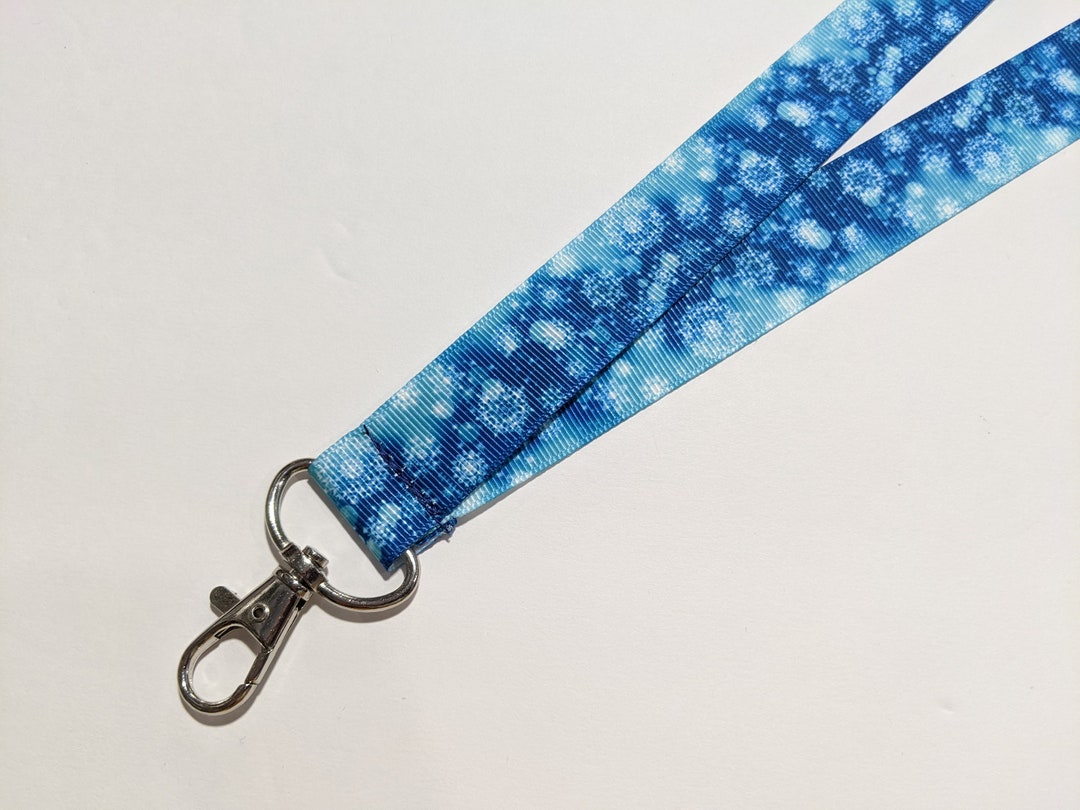 Snowflake ID Lanyard: Winter Blue Badge Holder, Breakaway Safety ...