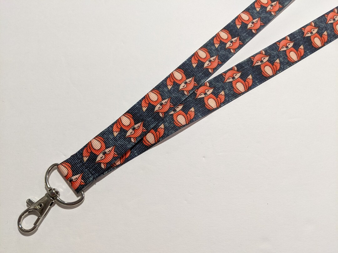 Cute Fox ID Lanyard | Animal 1 Inch Wide Badge Lanyard | Breakaway ...