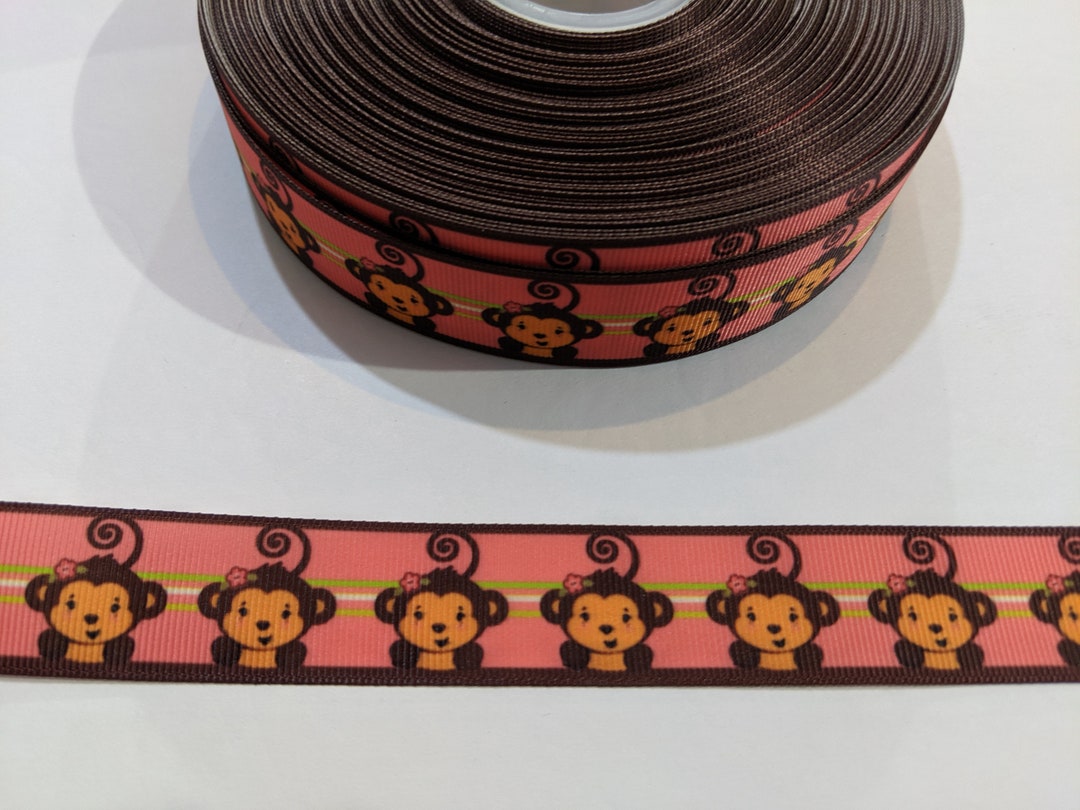 Monkey Grosgrain Ribbon: Dark Pink, 1-inch, 3 Yards - Etsy