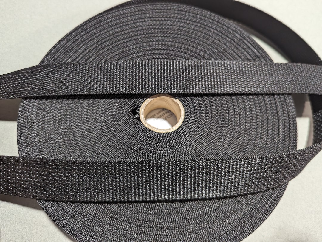5 Yards Black Polypropylene Strap 1 Wide Lightweight Webbed Strap ...