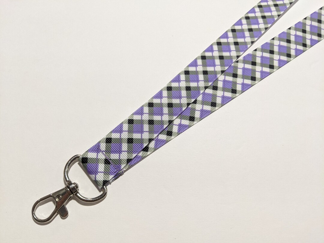 Purple Plaid ID Lanyard Plaid 1 Inch Wide Badge Lanyard Breakaway ...