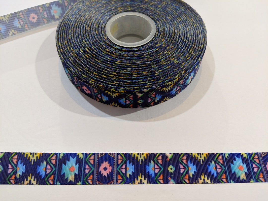 Aztec Grosgrain Ribbon: Blue & Pink Southwest Trim (7/8", 3 Yards) - Etsy