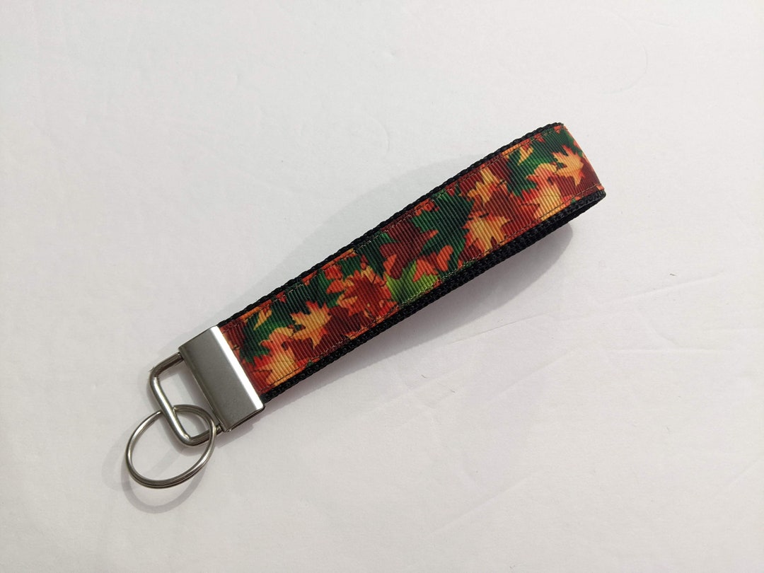Fall Maple Leaves Keychain, Key Fob Wristlet, 1 Inch Wide by 6 Inches ...