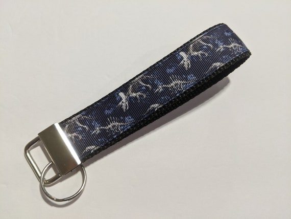 Keychain Navy Blue With Dinosaur Skeletons Dino Bones Handmade - Etsy