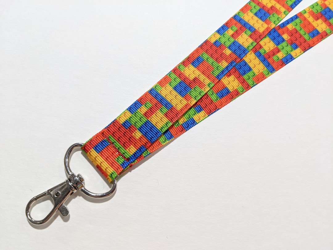 Building Bricks ID Lanyard: 1-inch Grosgrain Ribbon, Double Sided ...