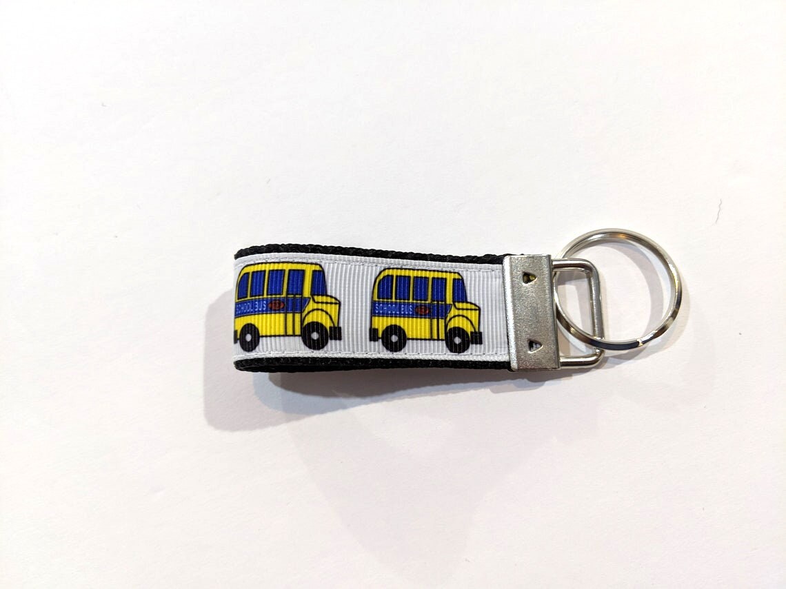 School Bus Driver Keychain: Finger Loop Key Ring, Zipper Pull, (1" Wide ...