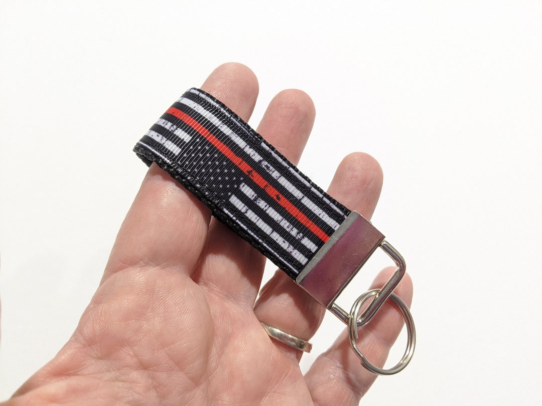 American Flag Fireman Red Stripe Keychain: Finger Loop Key Ring, (1 ...