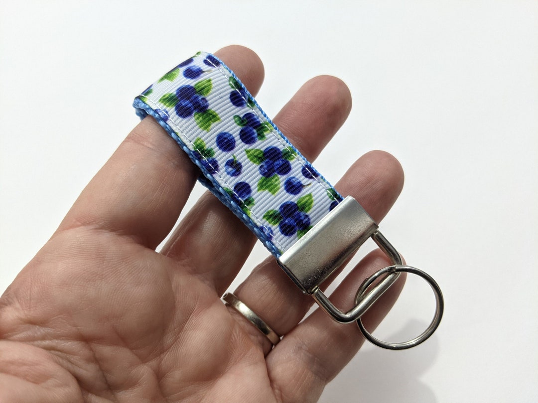 Blueberry Ribbon Keychain: Finger Loop Key Ring, Zipper Pull, (1" Wide ...