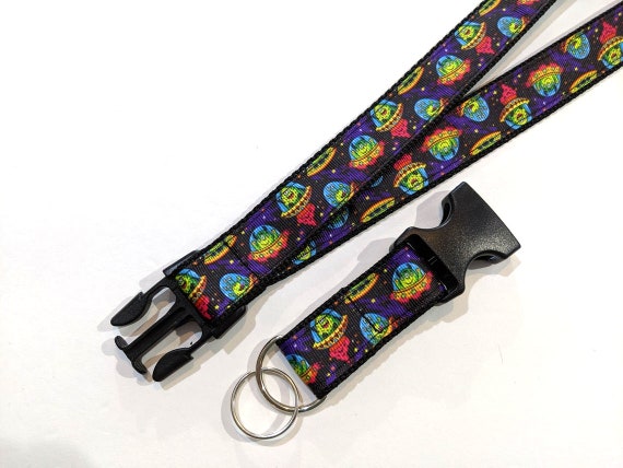 Keychain Lanyard Ufo's With Adorable Green Aliens Handmade - Etsy