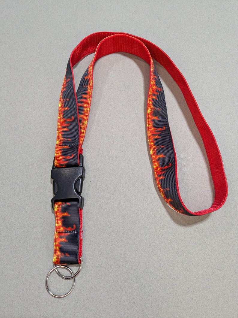 Fire Flames Keychain Lanyard: Detachable Breakaway Safety Buckle , (1 ...