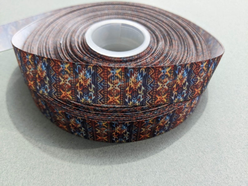 Aztec Grosgrain Ribbon: Browns and Turquoise Design Trim, 3 Yards - 7/8 ...