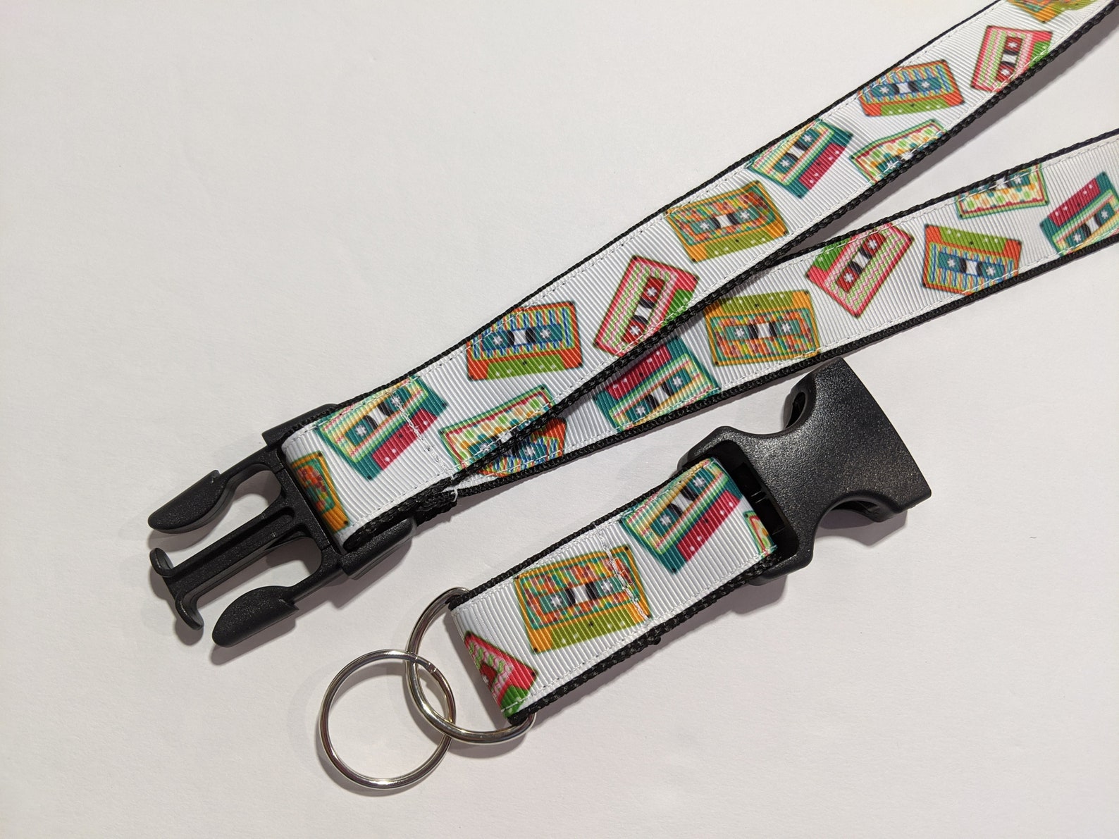 Retro Cassette Tape Lanyard: Detachable Keychain With Breakaway Buckle ...