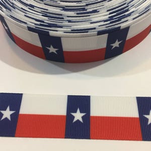 3 Yards of Ribbon 1 Inch Wide - Texas Lone Star State Flag #10425 ...