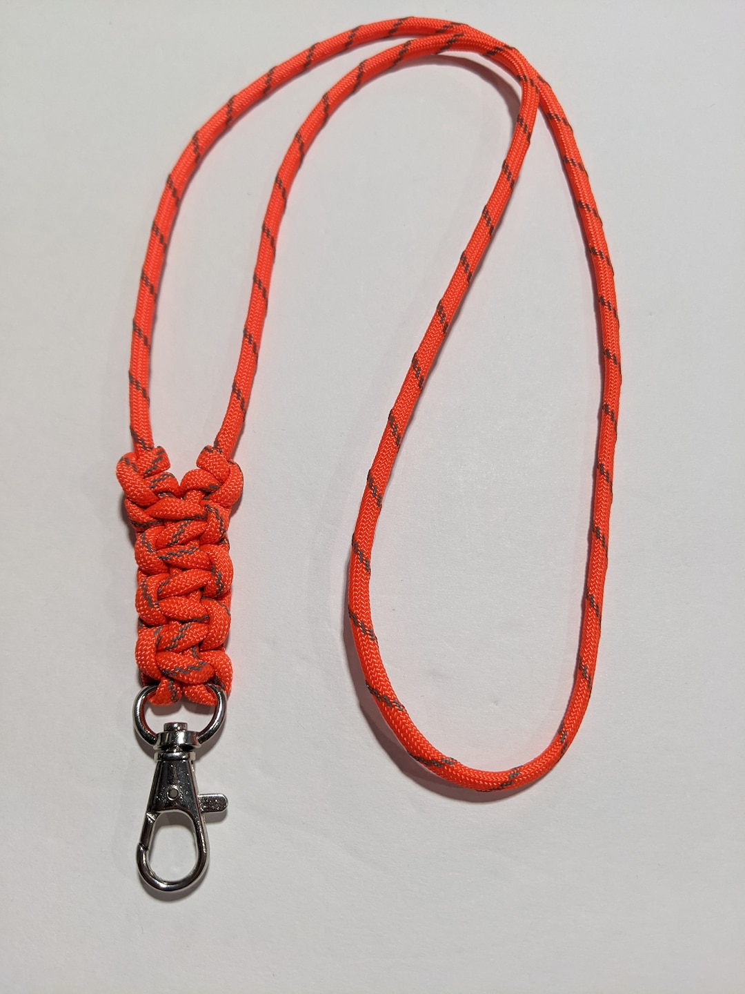Reflective Orange Paracord Lanyard: Minimalist Knotted ID Holder - Etsy
