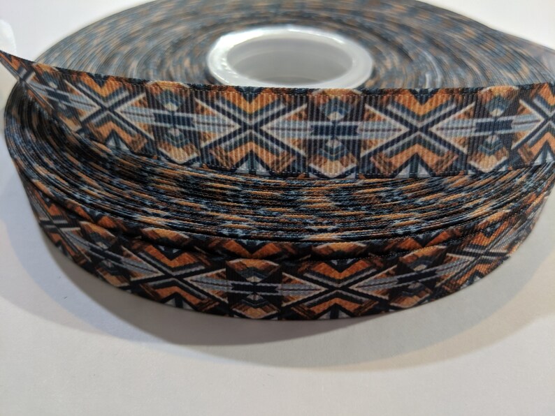 Brown and Blue Aztec Grosgrain Ribbon: 3 Yards Trim - 5/8" - Etsy