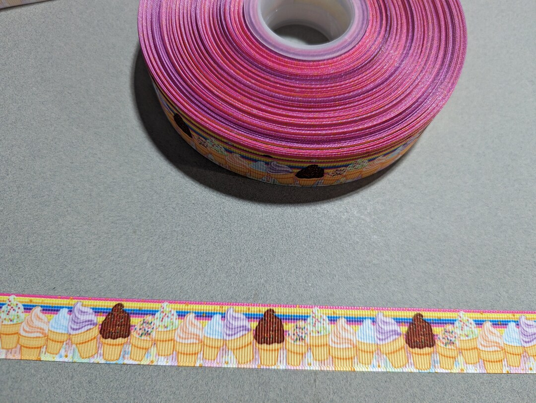 Ice Cream Cone Ribbon: 7/8" Grosgrain Ribbon, Sprinkles Trim, 3 Yards ...