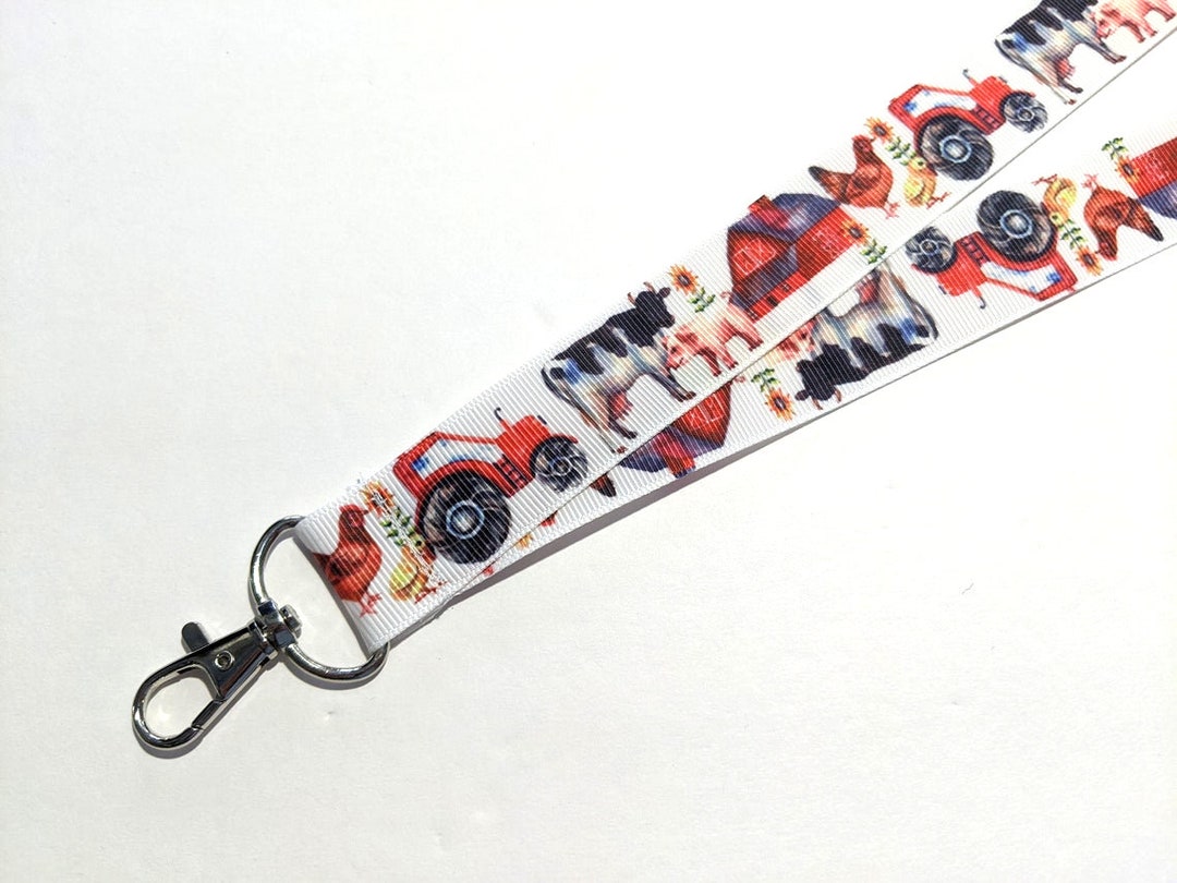 Farm Animal Lanyard: 1" Wide - Barn, Cow, Tractor, Chicken - (optional ...