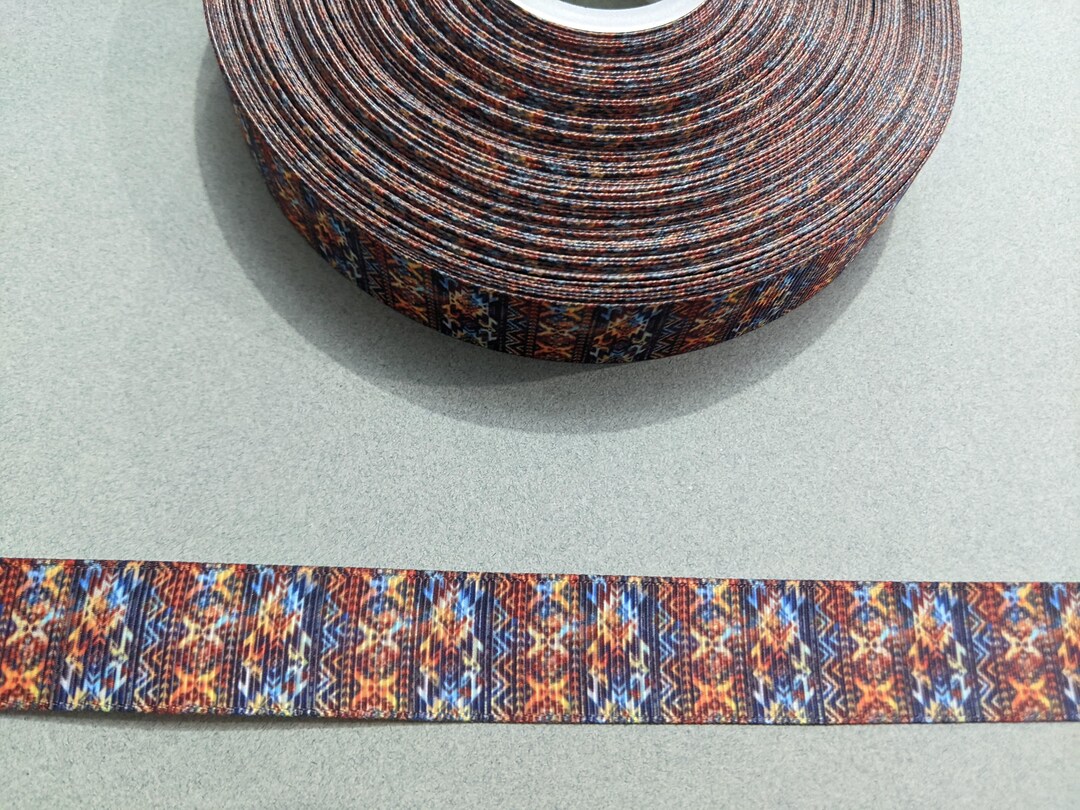 Aztec Grosgrain Ribbon: Browns and Turquoise Design Trim, 3 Yards - 7/8 ...