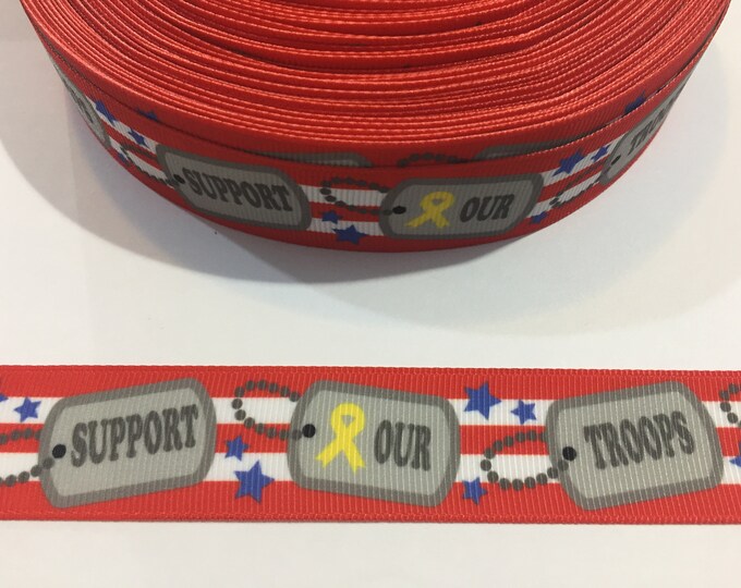 3 Yards of 1" Ribbon - Dog Tags Support Our Troops #10363 - Etsy