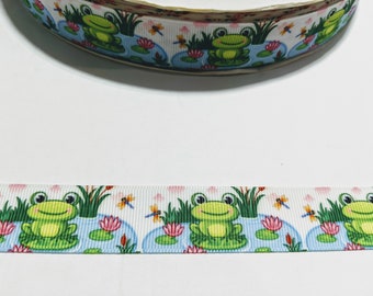 7/8 Frogs on White Grosgrain Ribbon - Etsy