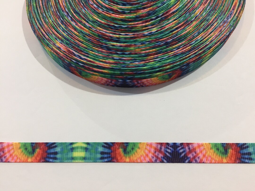 3 Yards of 3/8 Inch Wide Ribbon | Tie Dye Ribbon | Hippy Narrow Ribbon ...