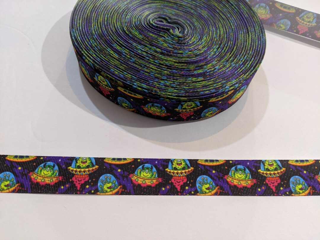 Alien Spaceship Ribbon: 7/8" Grosgrain Ribbon, 3 Yards - Etsy