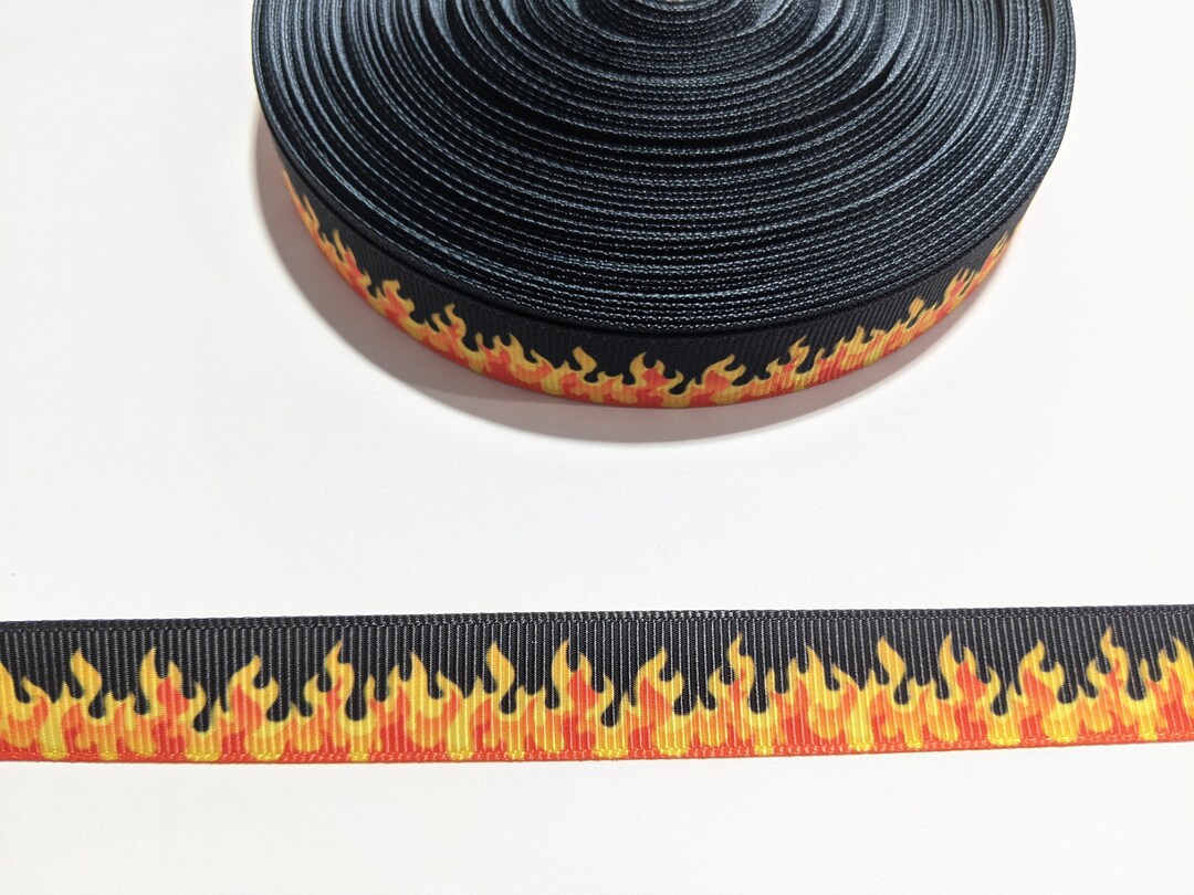 Black With Flames Grosgrain Ribbon – 5/8" Wide, 3 Yards of Fire Trim - Etsy
