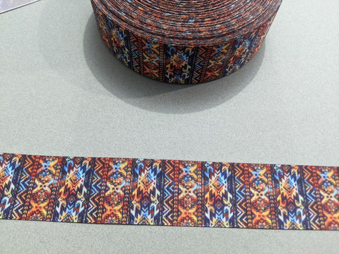 Aztec Grosgrain Ribbon: Browns and Turquoise Design Trim, 2 Yards 1.5 ...