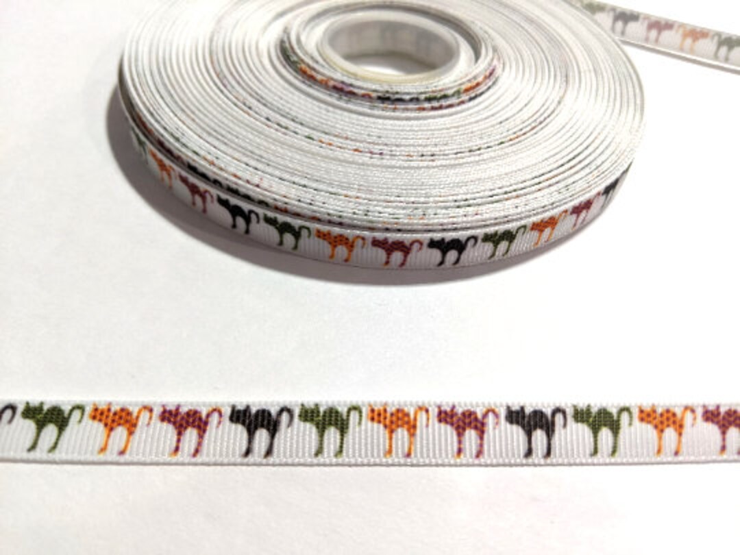3 Yards of 3/8 Inch Wide Ribbon | Halloween Cats Ribbon | Narrow Ribbon ...