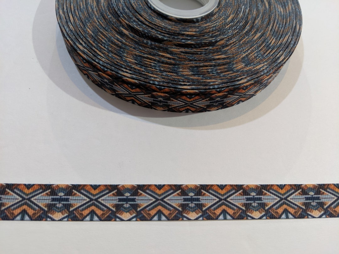 Brown and Blue Aztec Grosgrain Ribbon: 3 Yards Trim - 5/8" - Etsy