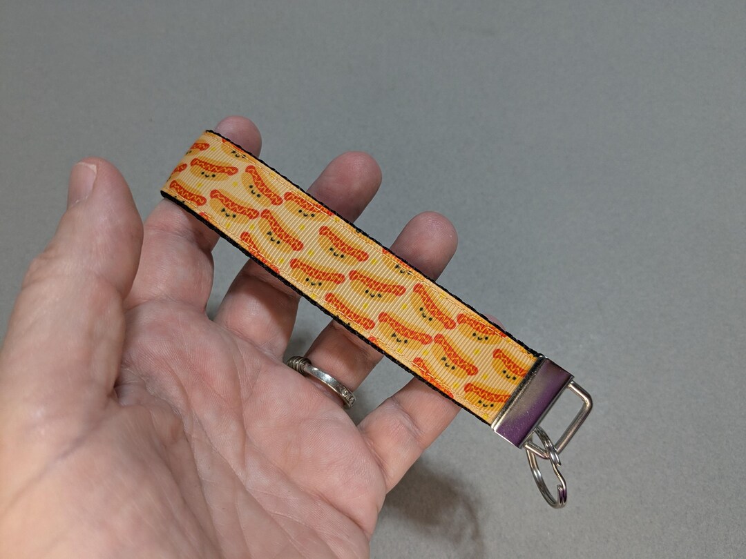 Hot Dog Keychain Wristlet: Wiener Frankfurter Key Fob, 1 Inch Wide Key ...