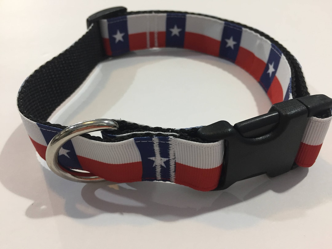 Texas Flag Dog Collar: Adjustable Lone Star Puppy Collar, (1" Wide) - Etsy