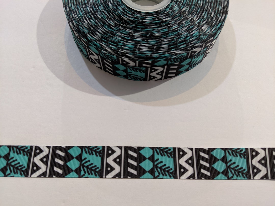 Teal Aztec Grosgrain Ribbon: 7/8" Wide, 3 Yards - Etsy