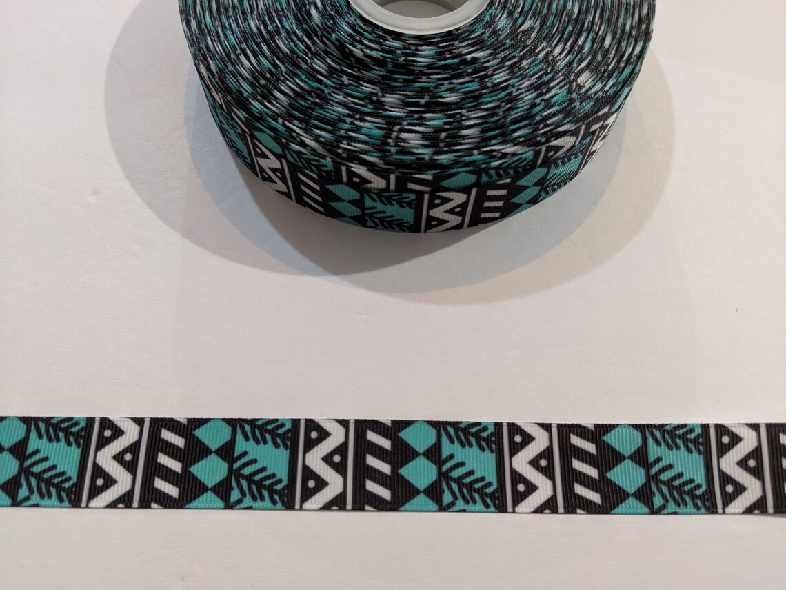 Teal Aztec Grosgrain Ribbon: 7/8" Wide, 3 Yards - Etsy