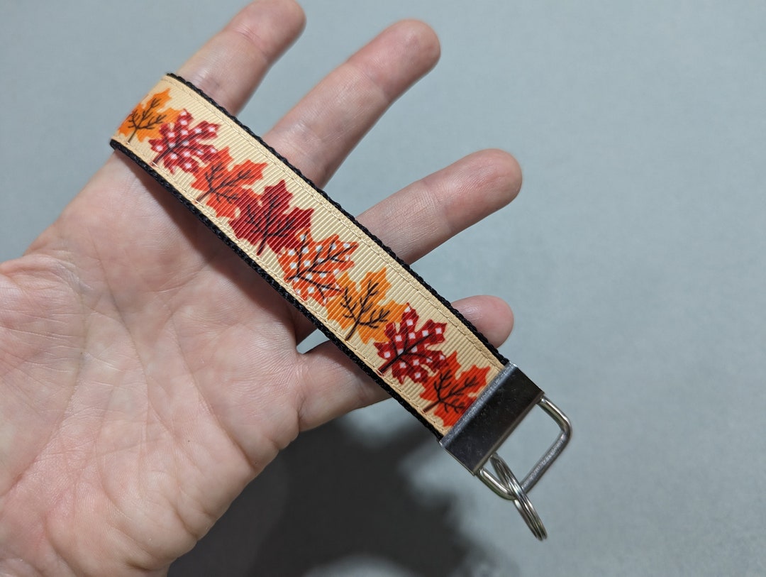 Fall Maple Leaf Wristlet Keychain: Handle Style Key Fob, (1" Wide) - Etsy