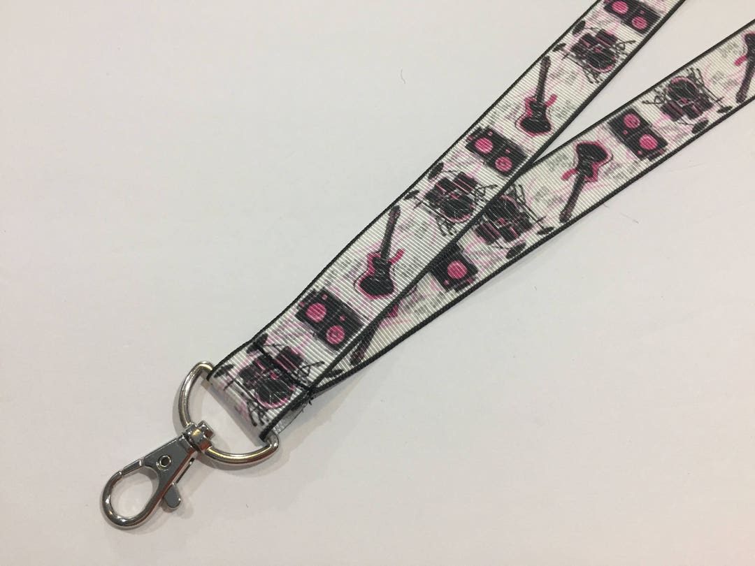 Music Band ID Lanyard: Guitar, Drums, Amp - Double Sided Breakaway ...