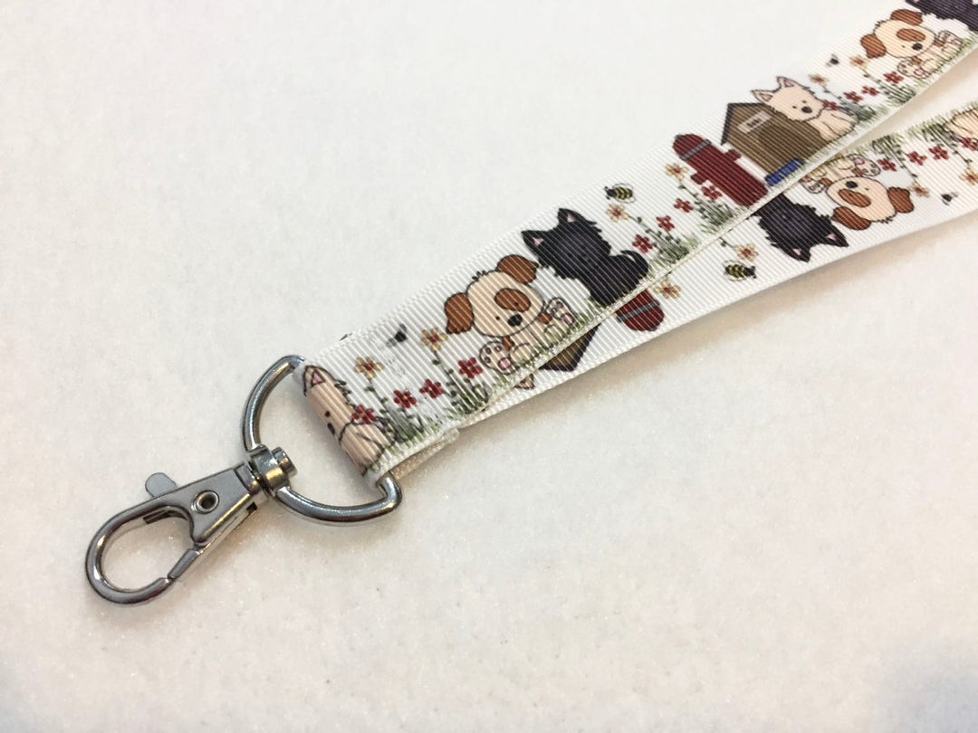 Dog ID Lanyard | 1" Wide Adorable Puppies Lanyard | Cute Neck Lanyard ...