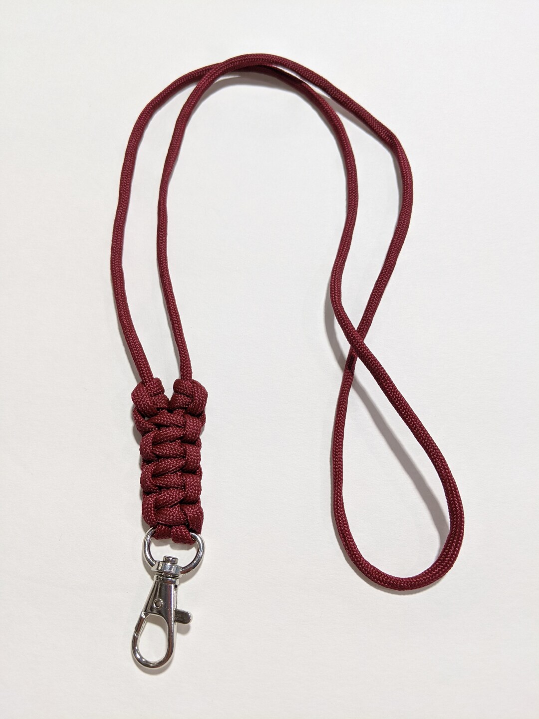 Maroon Lanyard, Minimalist Paracord ID Lanyard, Work Badge Parachute ...