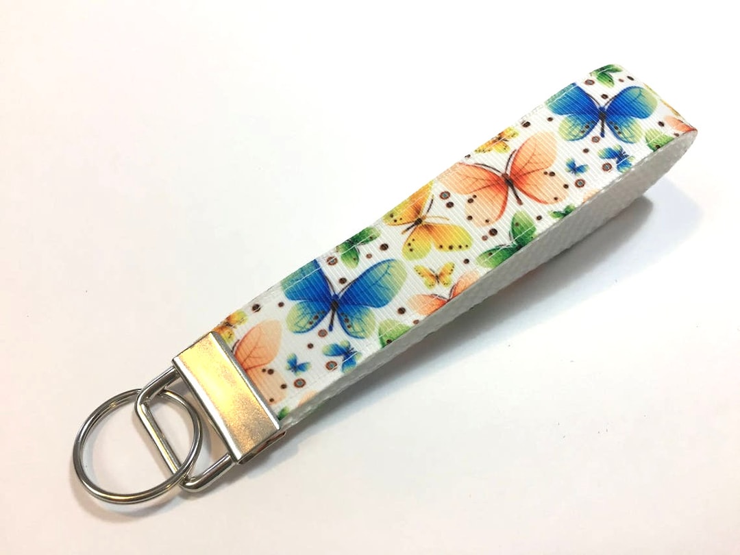 Pretty Butterflies Keychain, Key Fob Wristlet, 1 Inch Wide 6 Inches ...