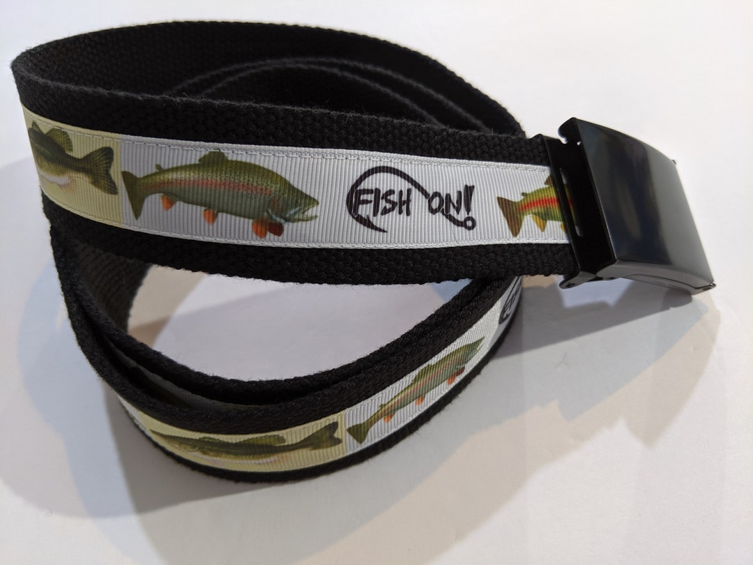 Belt in All Sizes Fishing Fish Hook Bass and Trout 1 1/2" Wide With a ...