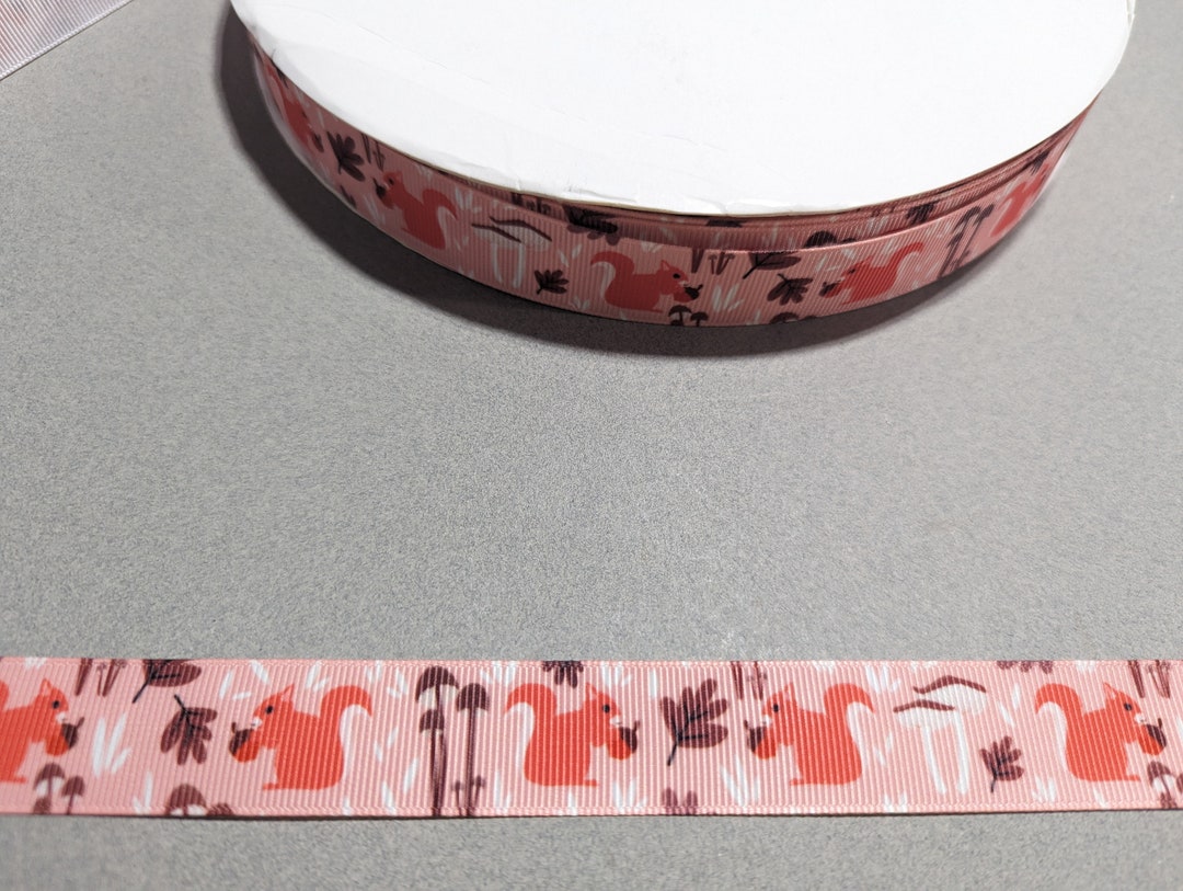 3 Yards of 7/8" Ribbon - Squirrels and Mushrooms #11500 - Decorative ...
