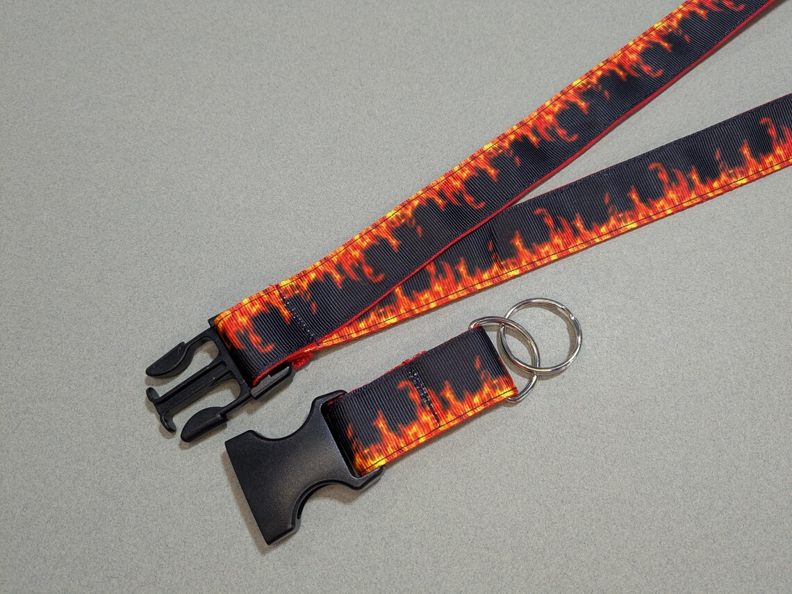 Fire Flames Keychain Lanyard: Detachable Breakaway Safety Buckle , (1 ...
