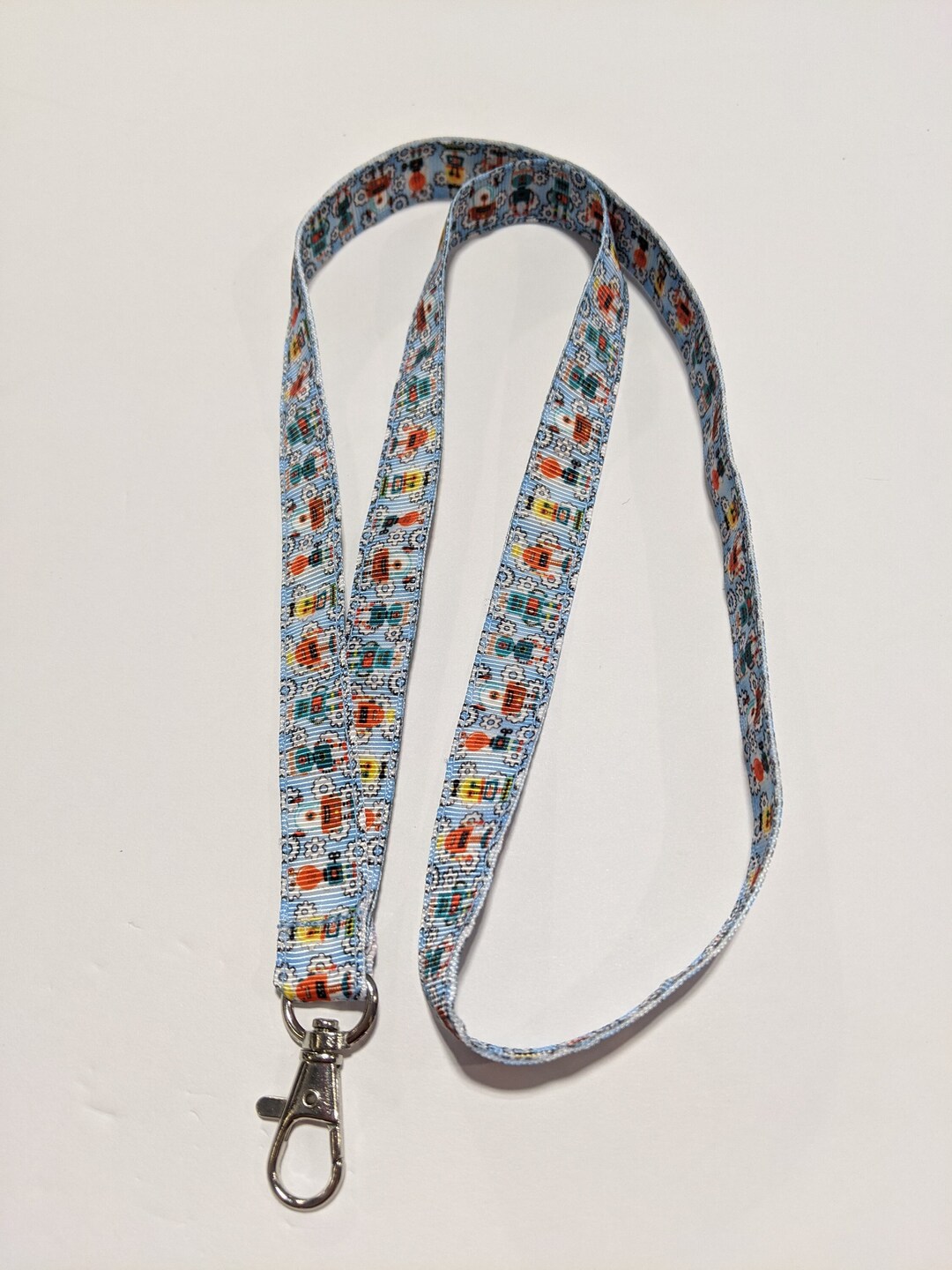Robots and Gears Lanyard: 5/8" Wide Double Sided ID Badge Holder ...