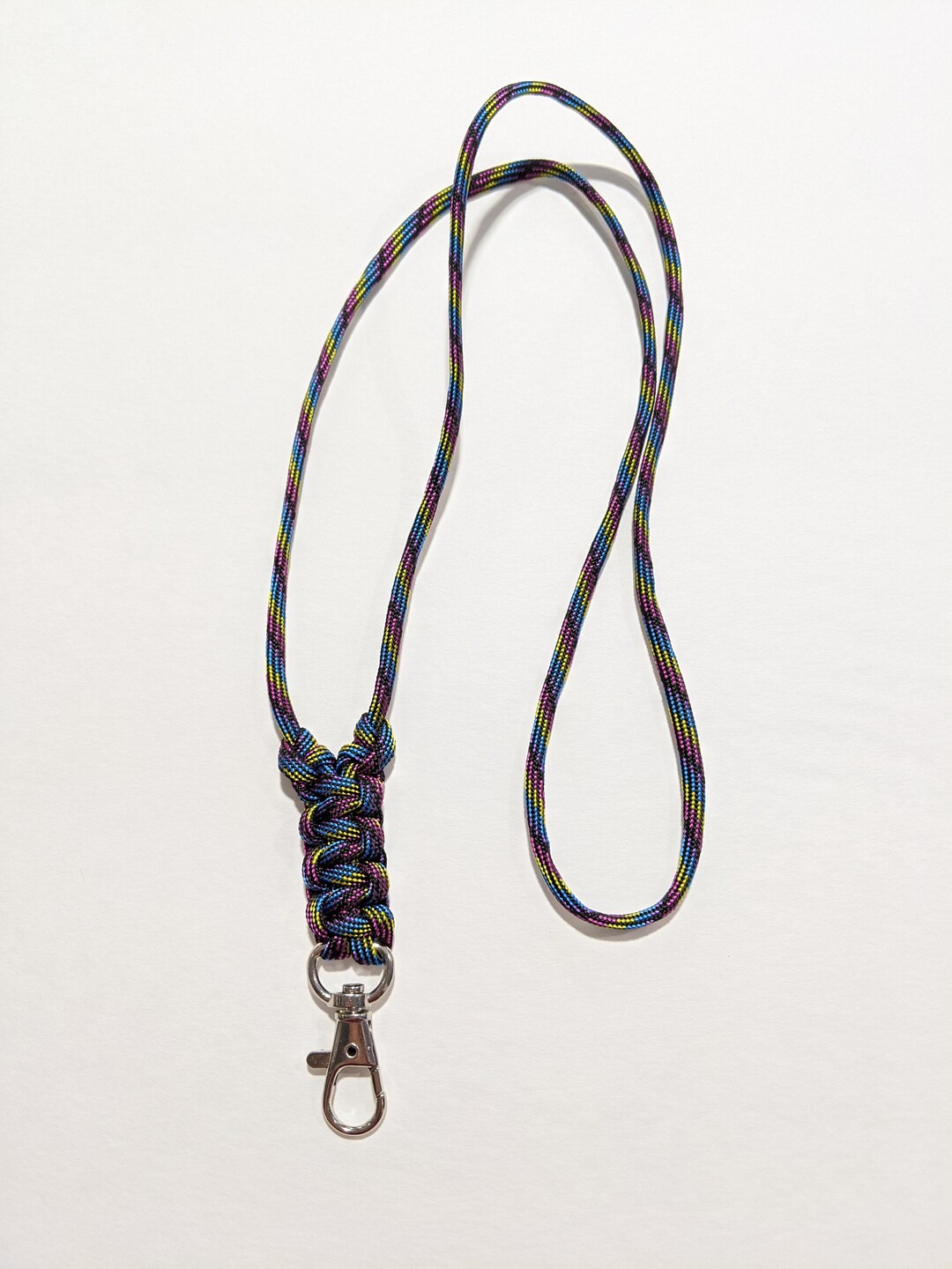 Multi-color Paracord Lanyard: Minimalist ID Badge Holder, Optional ...
